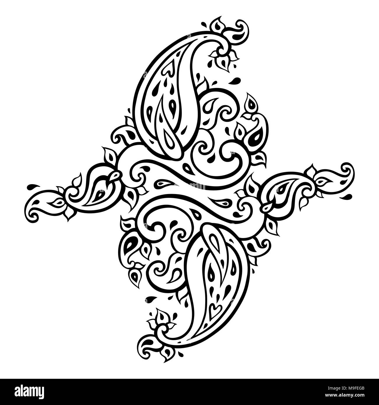 Paisley. Hand Drawn Boho ornament. Vector illustration Stock Vector ...