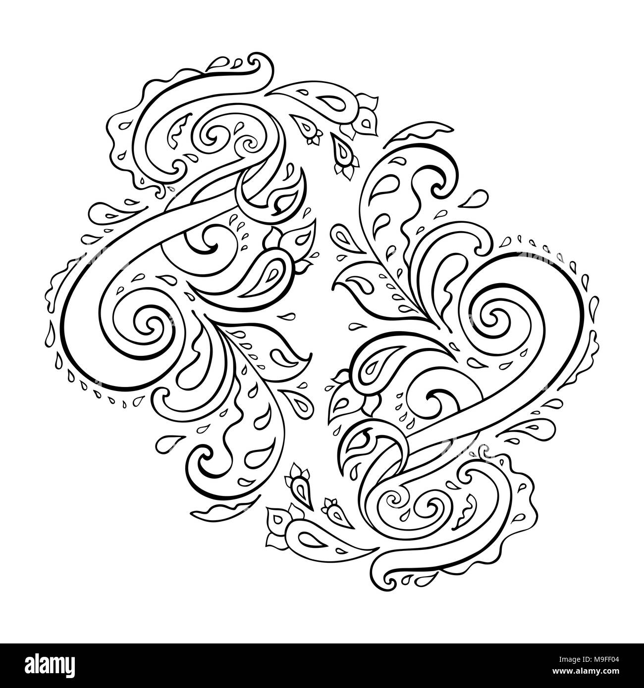 Paisley background. Hand Drawn ornament. Vector illustration Stock ...