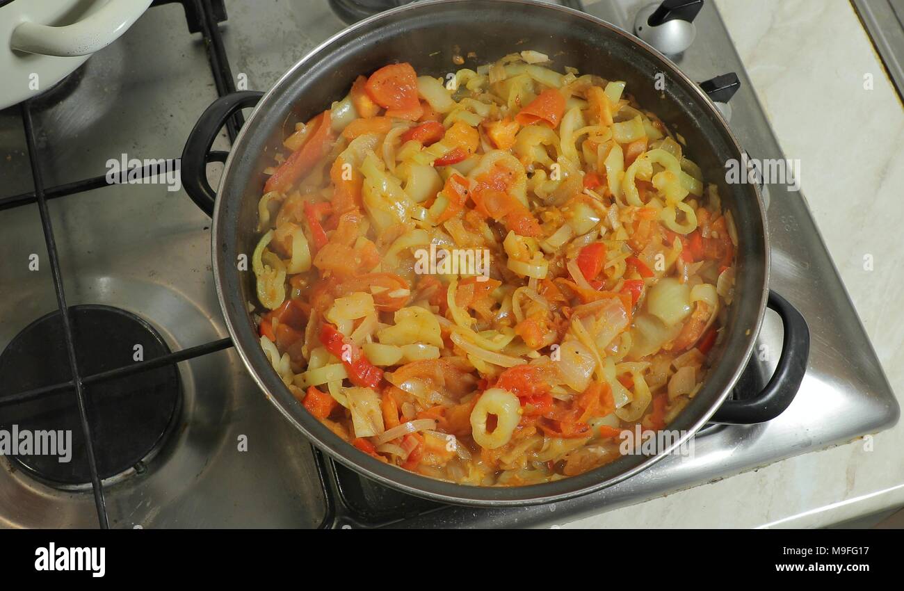 Cooking Vegetable Lecho Stock Photo - Alamy