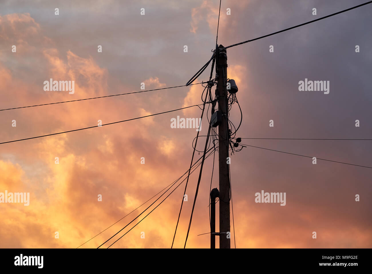 Electric line silhouettes Stock Photo - Alamy
