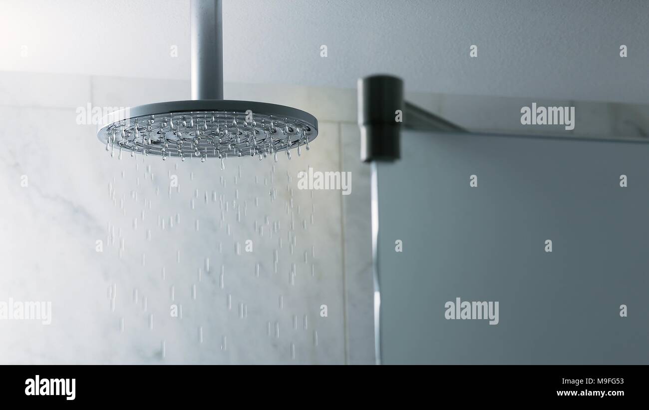 Shower water flowing Stock Photo - Alamy