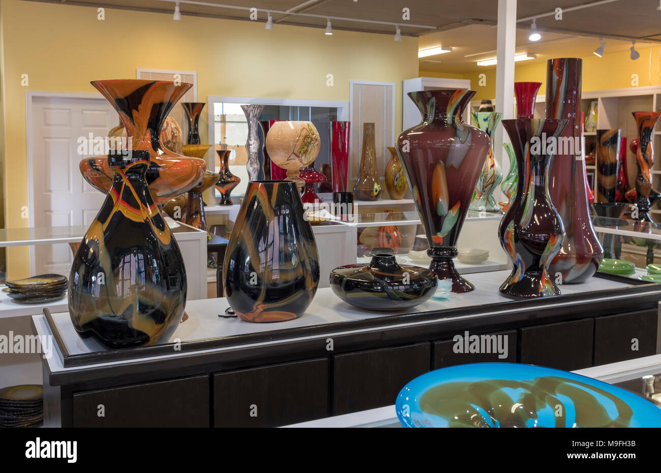 gallery of decorative glass vessels Stock Photo - Alamy