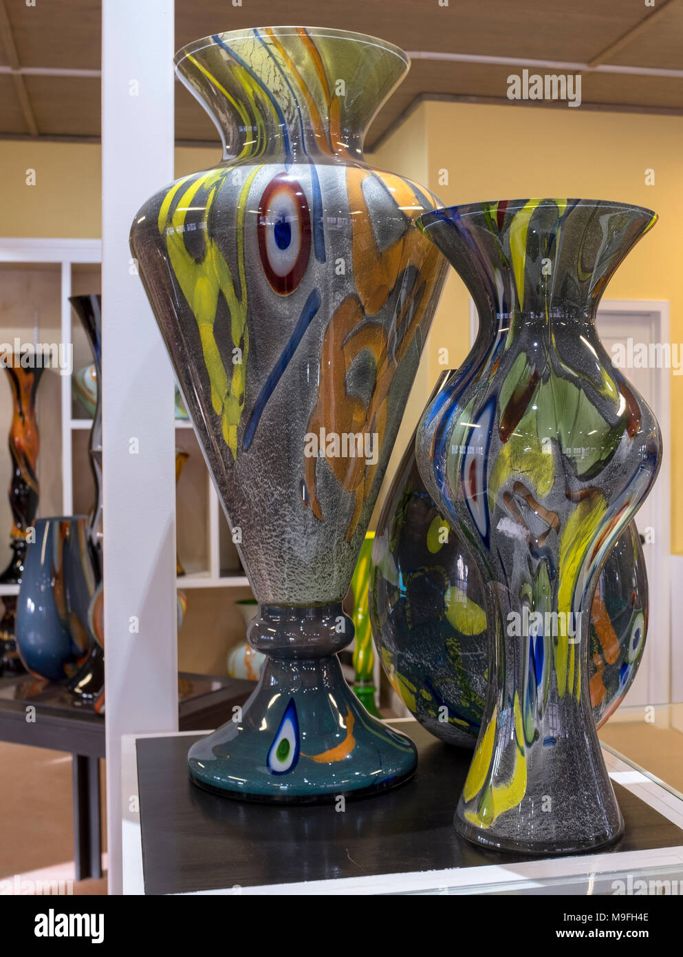 gallery of decorative glass vessels Stock Photo - Alamy