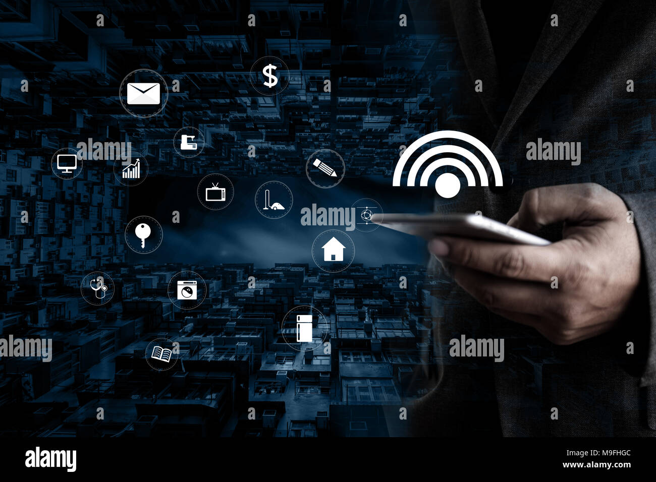 internet iot man use smartphone internet of things technology (IoT ...