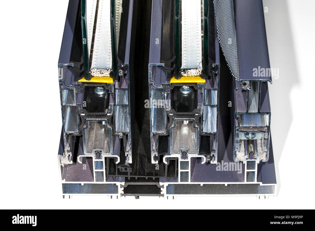 profile of a plastic window, a section of a multi-compartment double ...
