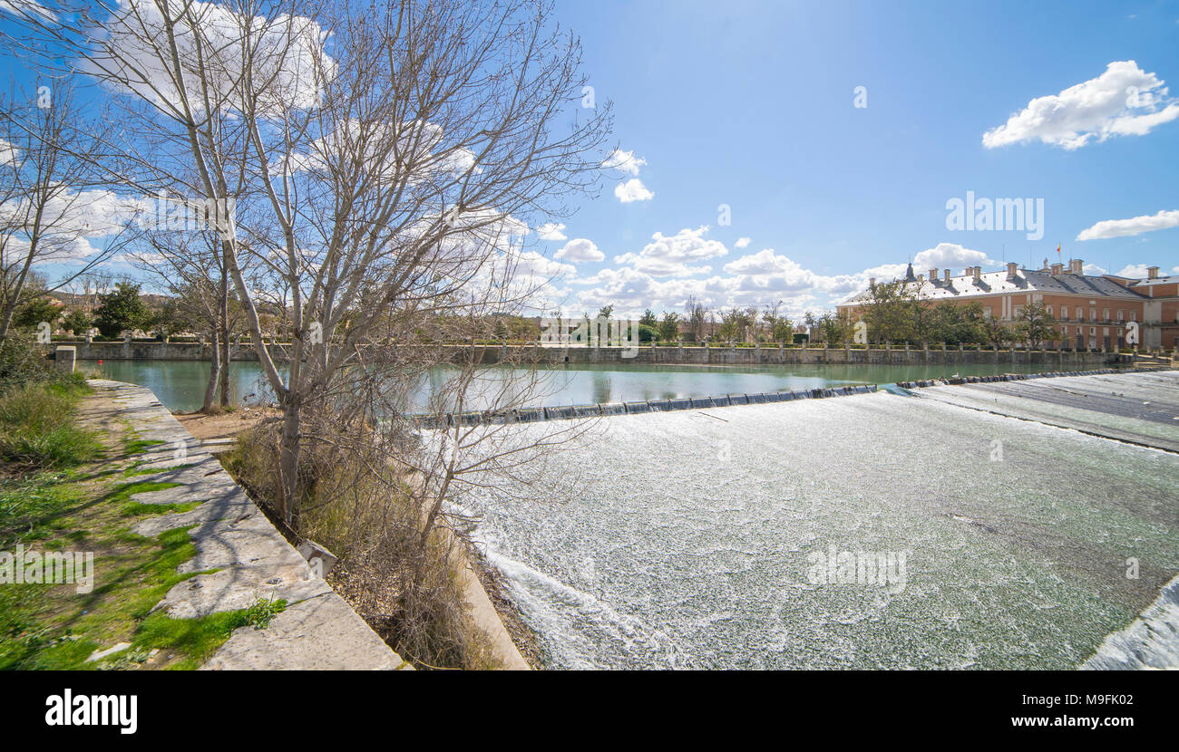 Monument, The Tajo River next to the Palace of Aranjuez. waterfalls ...