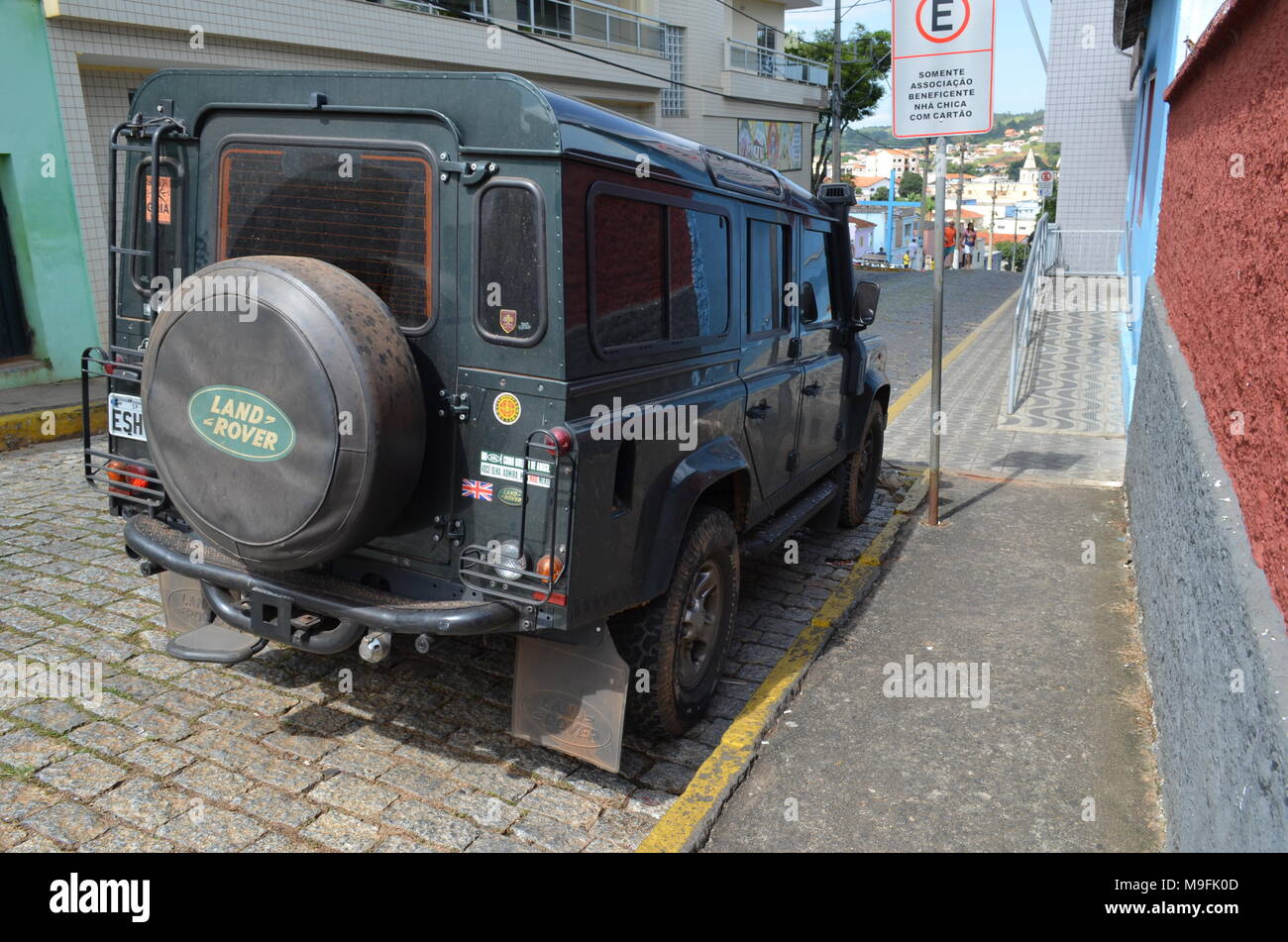 Land Rover Defender in the street Stock Photo - Alamy