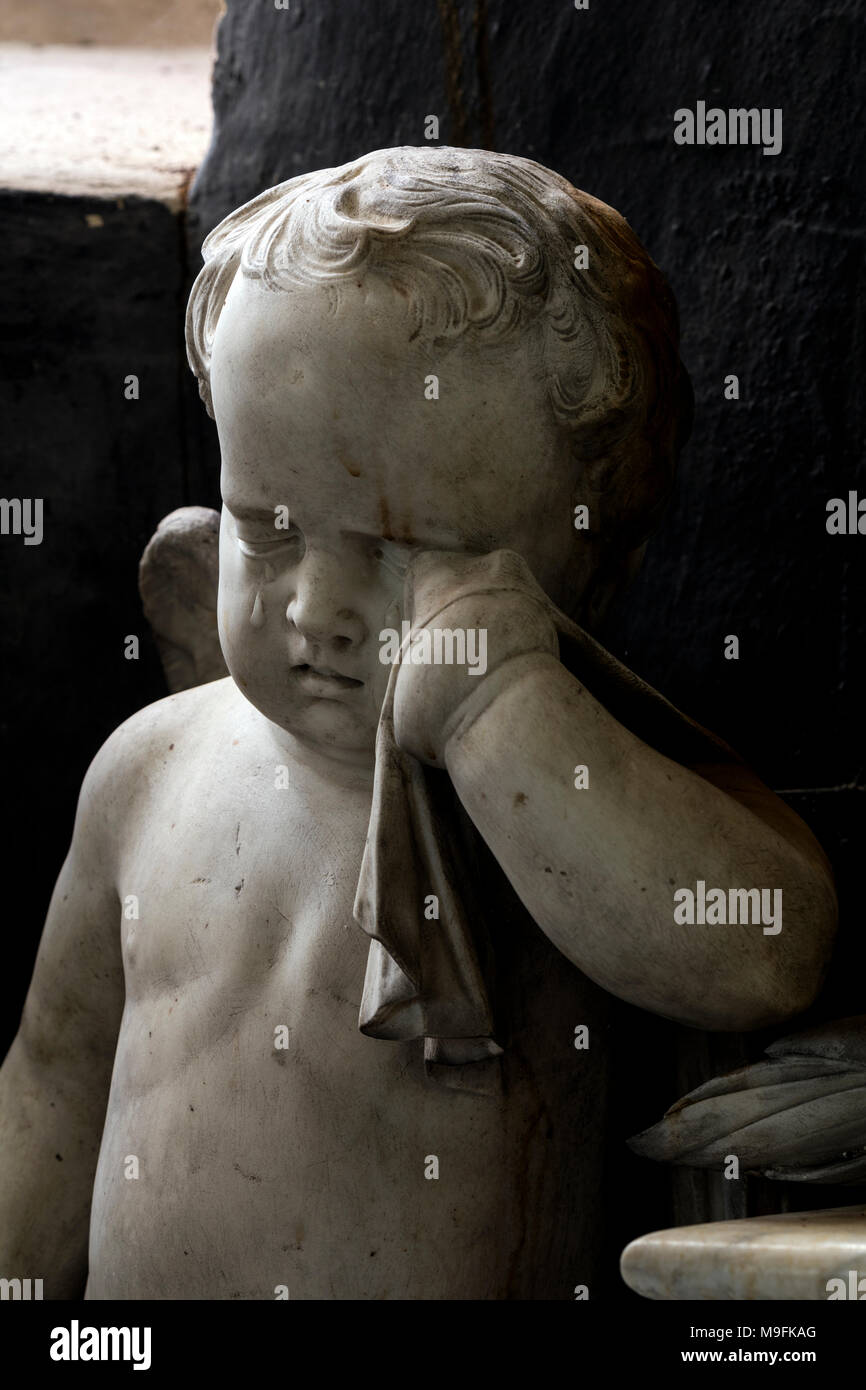 A weeping cherub on the monument of Robert Berkeley (1650-1694) , All ...