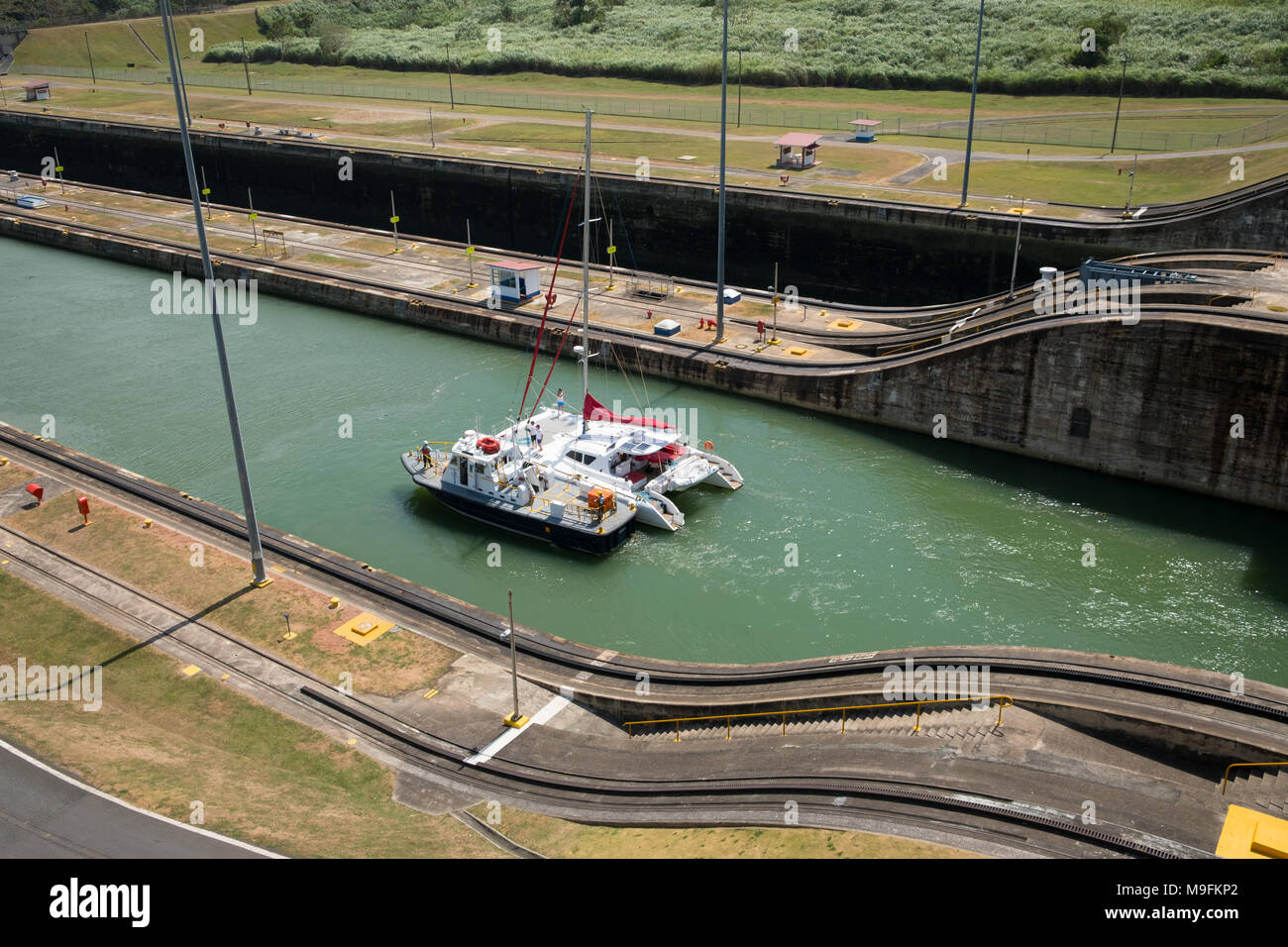 Panama City, Panama - march 2018: Sailing boats crossing the Panama ...