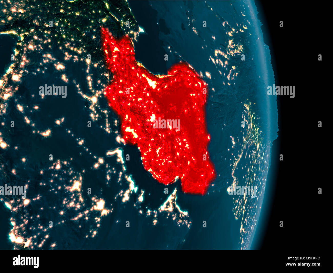 Highlighted satellite image of iran hi-res stock photography and images ...