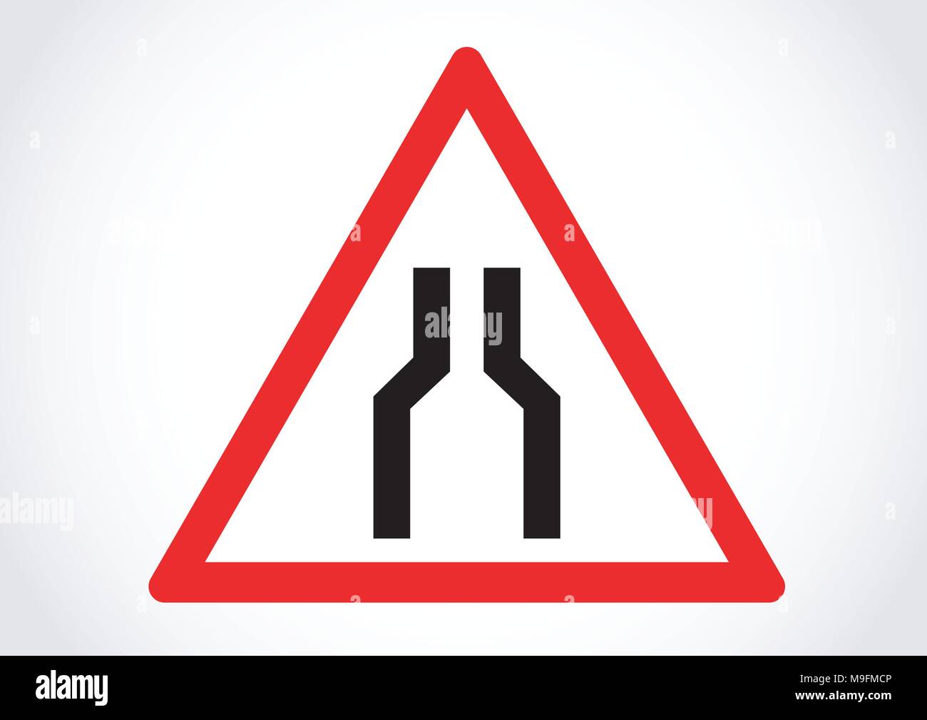 Road narrows traffic warning sign hi-res stock photography and images ...