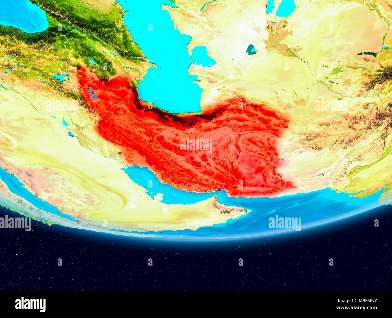Iran from orbit of planet Earth. 3D illustration. Elements of this ...