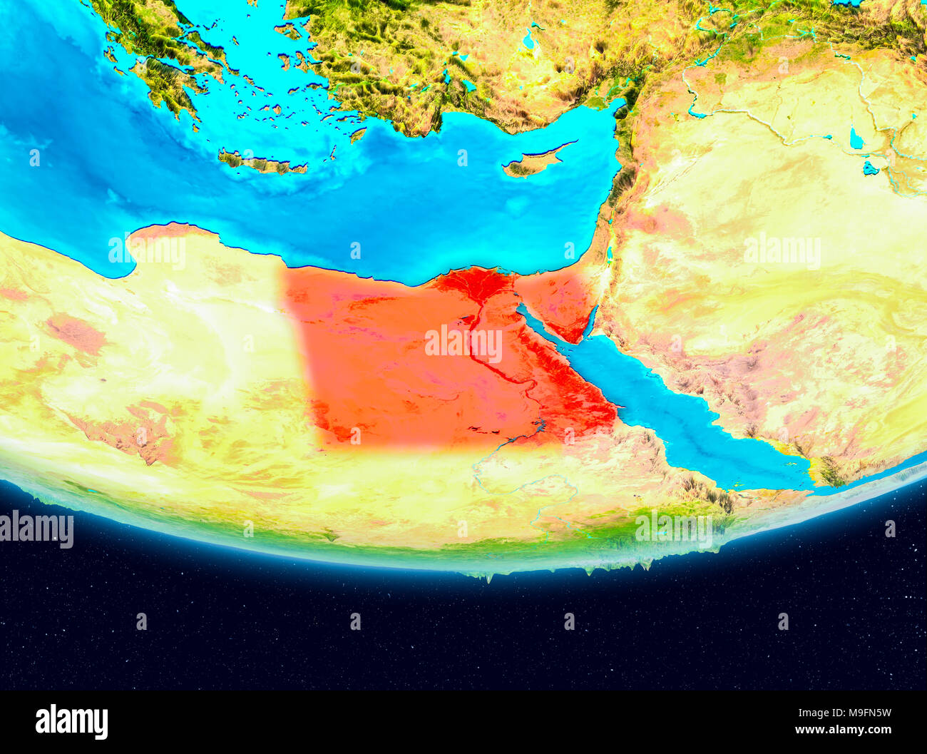 Egypt from orbit of planet Earth. 3D illustration. Elements of this ...