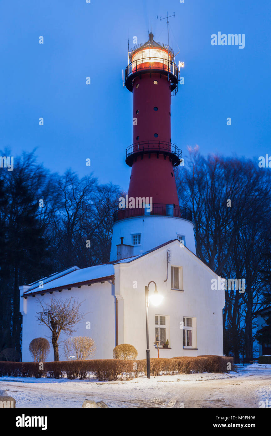 Lighthouse in Rozewie at night. Gdansk, Pomorskie, Poland Stock Photo ...