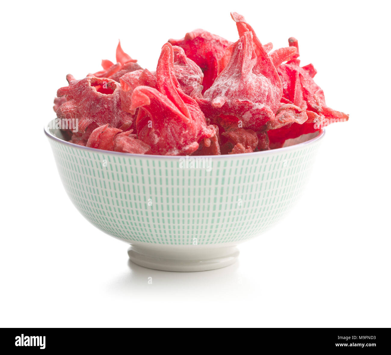 Candied hibiscus flower isolated on white background Stock Photo - Alamy