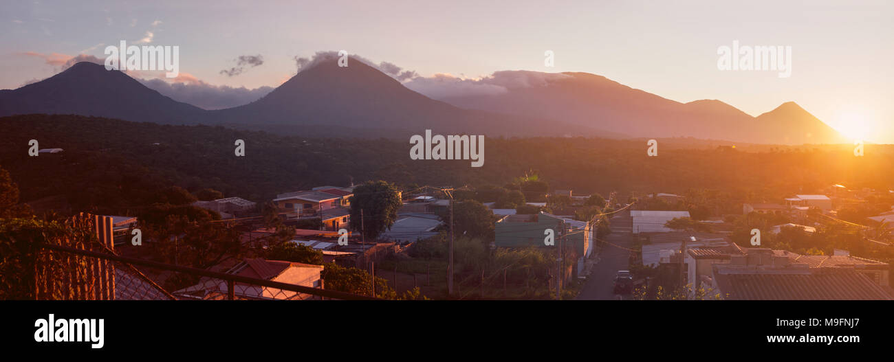Volcanos of Cerro Verde National Park seen from Juayua. Juayua ...