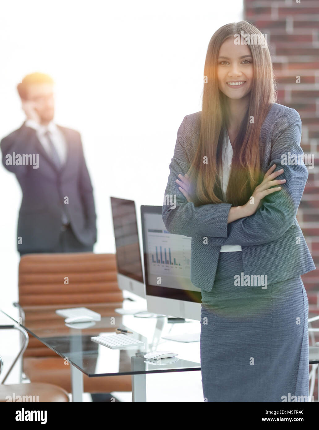 promising business woman in her office Stock Photo - Alamy
