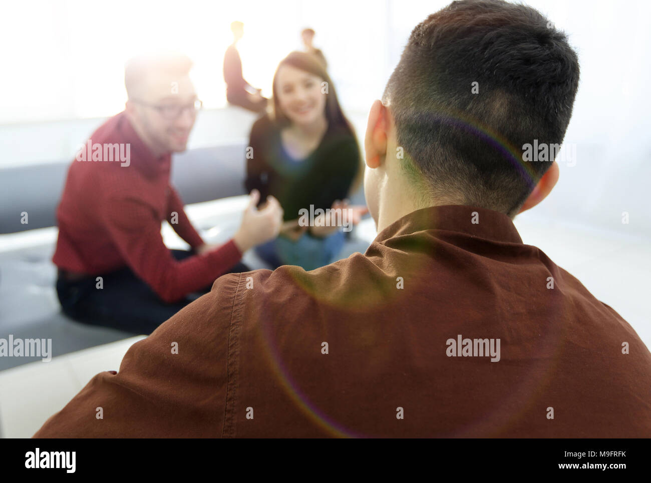 business background.employees talking to a customer in the office Stock ...