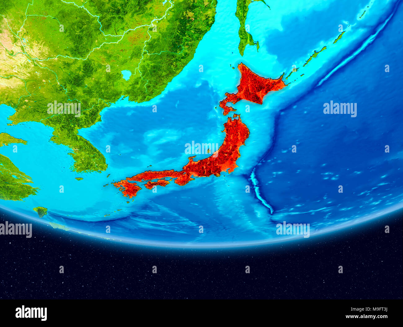 Japan from orbit of planet Earth. 3D illustration. Elements of this ...