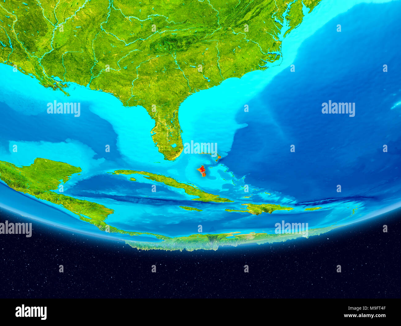 Bahamas from orbit of planet Earth. 3D illustration. Elements of this ...