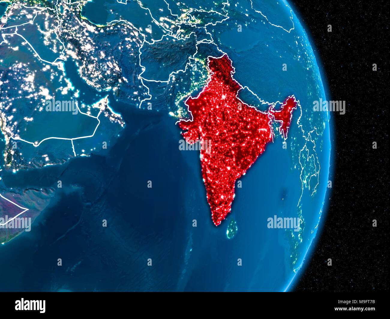 Satellite image of india at night hi-res stock photography and images ...