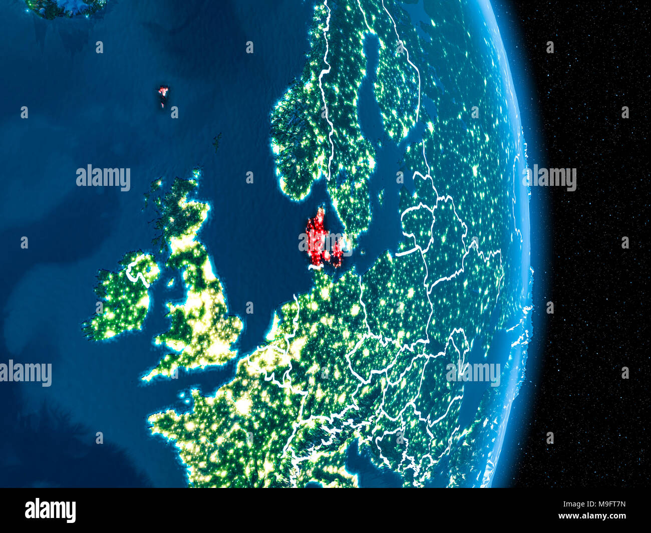 Highlighted satellite image of denmark hi-res stock photography and ...