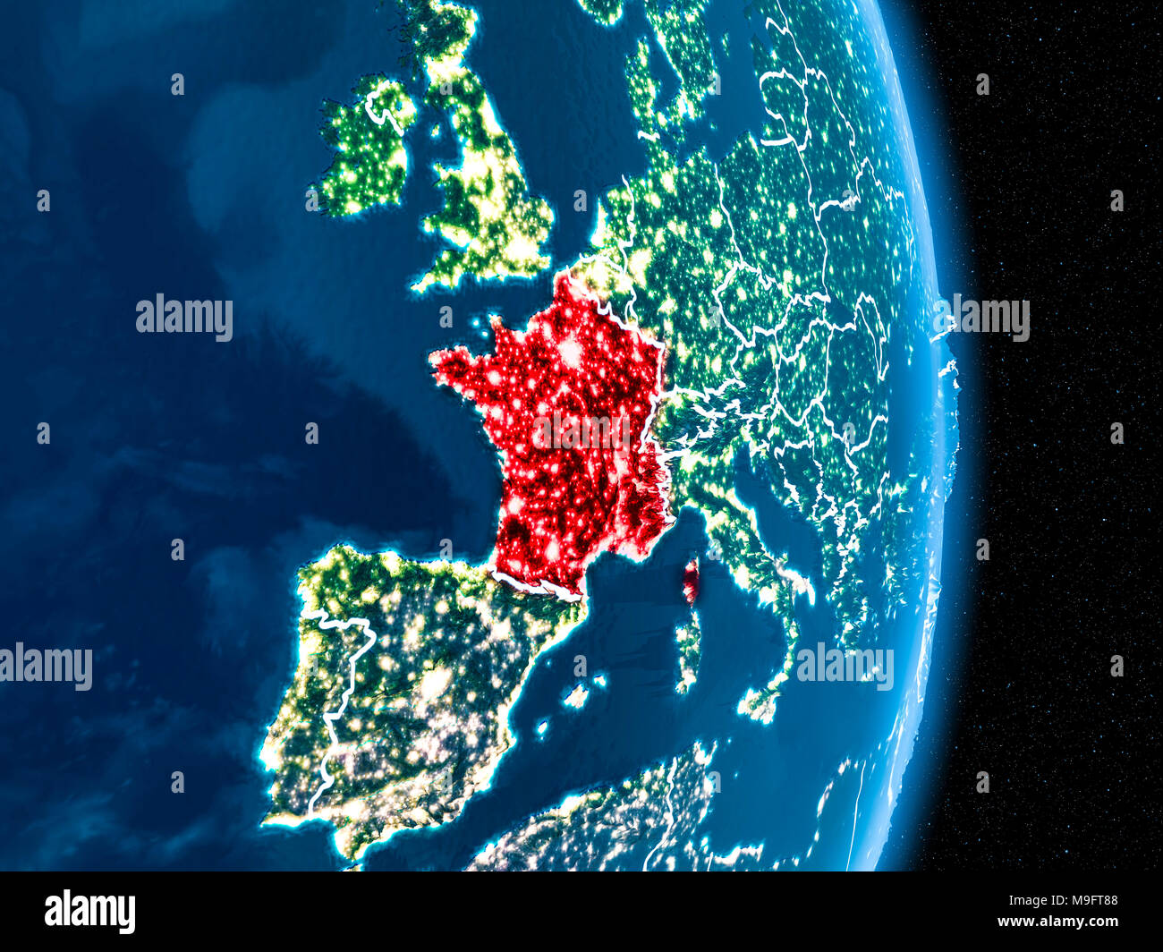 Highlighted satellite image of france hi-res stock photography and ...