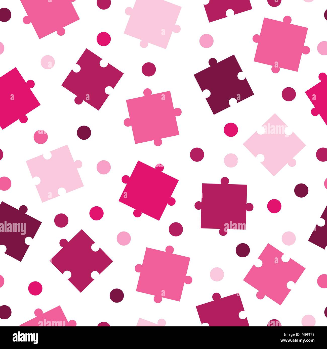 seamless tileable pattern with puzzle pieces in pink shades Stock ...