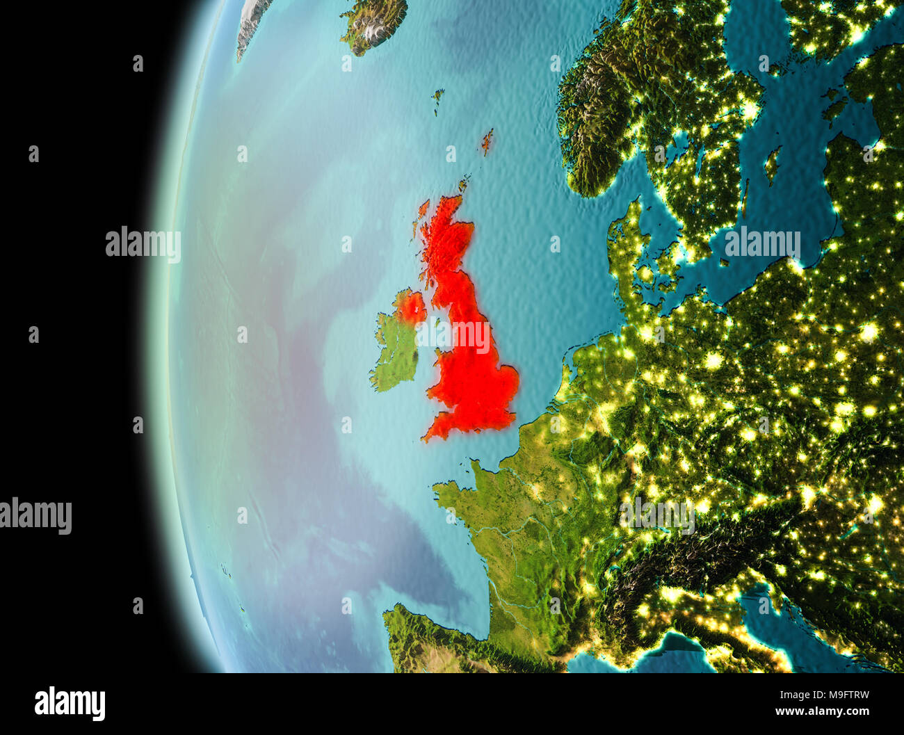 Illustration of United Kingdom as seen from Earth’s orbit in late ...