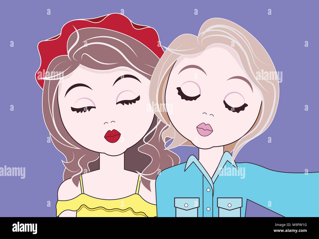 Duck Face Selfie Cartoon