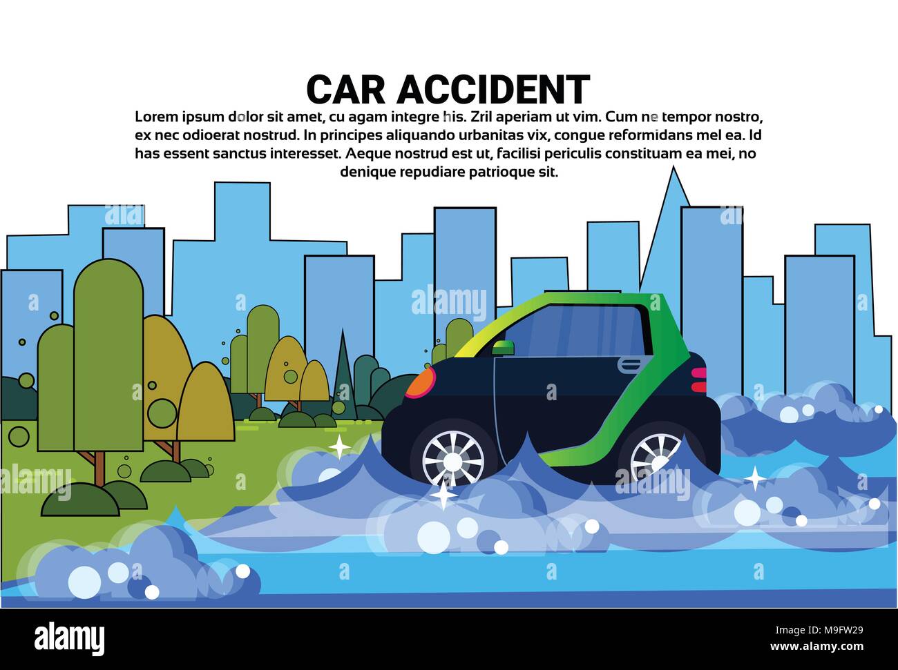 Driving on flooded road Stock Vector Images - Alamy