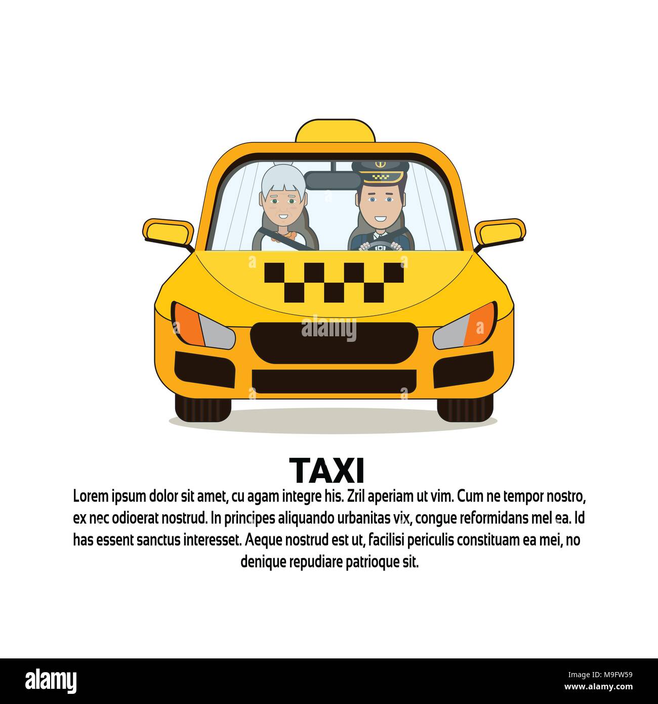 Lady Cab Driver Cartoon