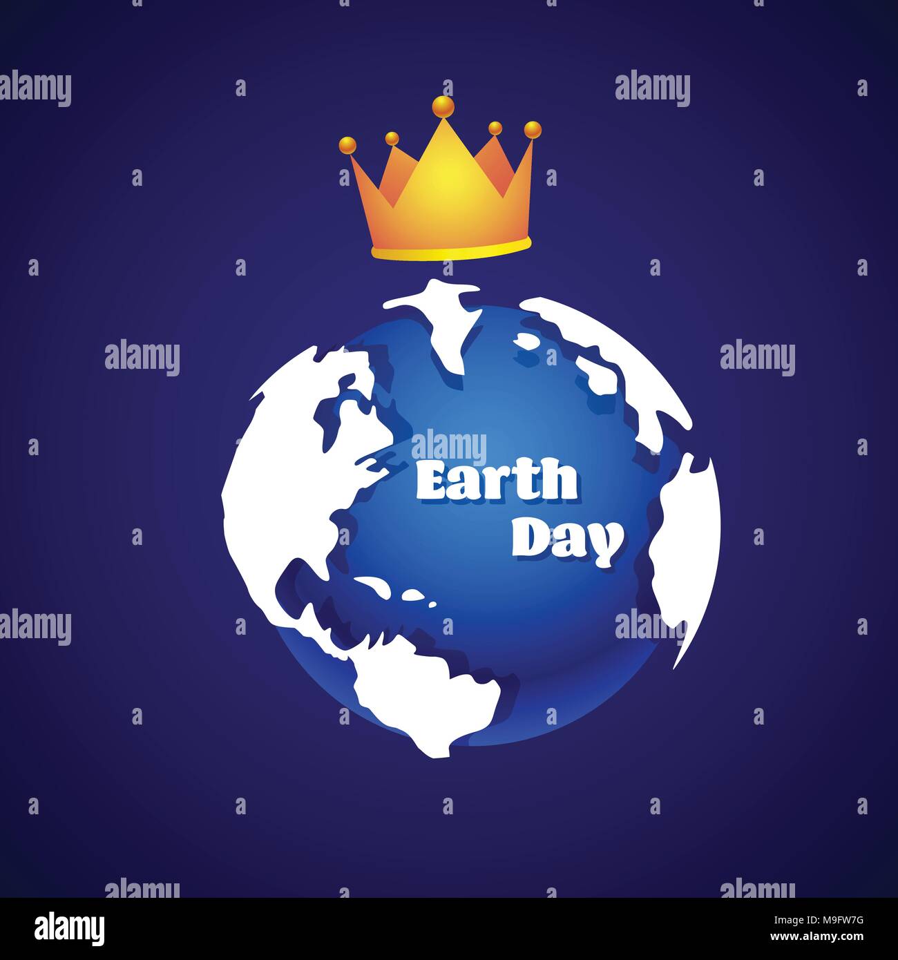 Earth Day Card With Planet In Golden Crown Ecology Protection Holiday ...