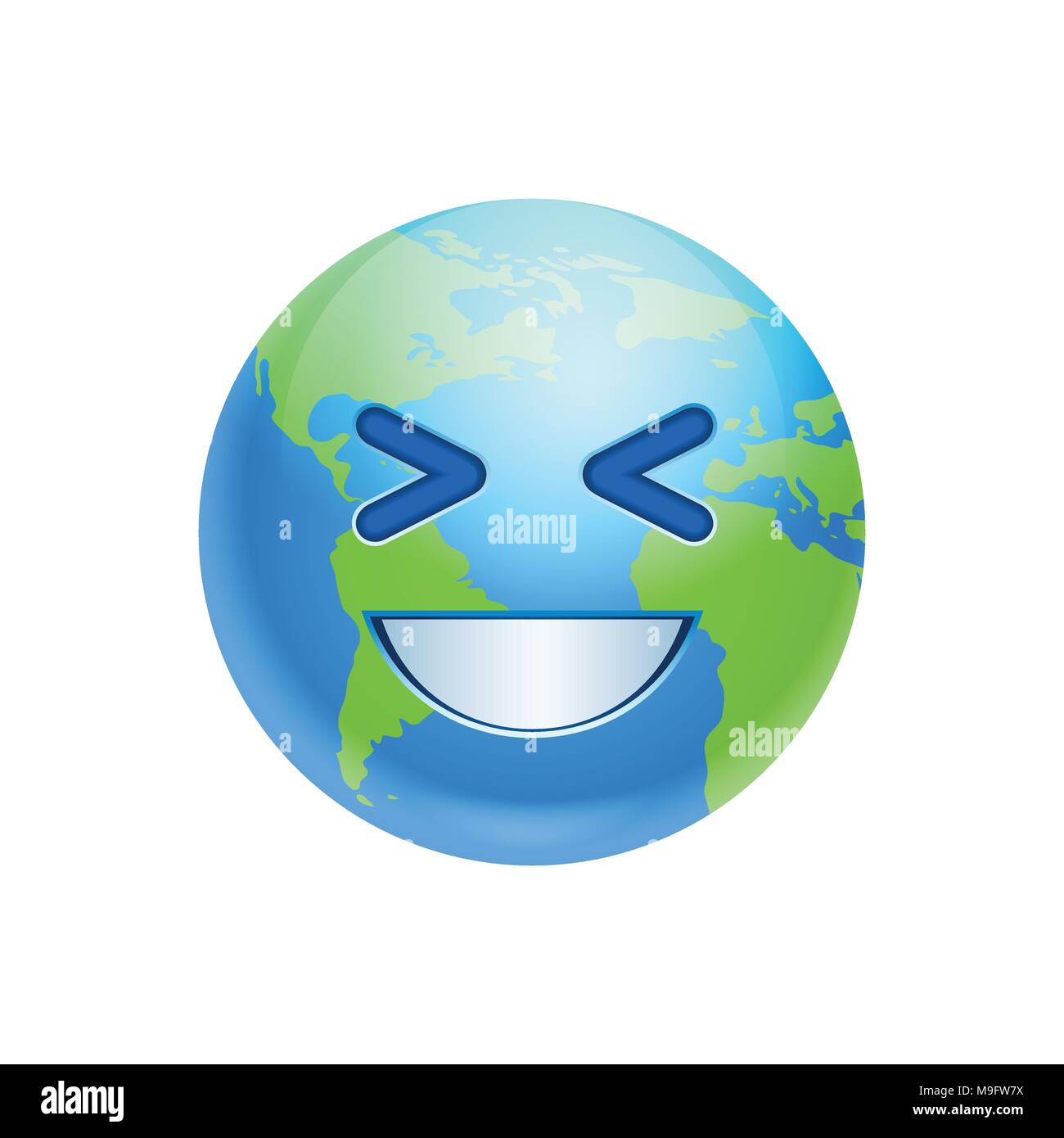 Cartoon Earth Face Laughing Icon Funny Planet Emotion Stock Vector ...