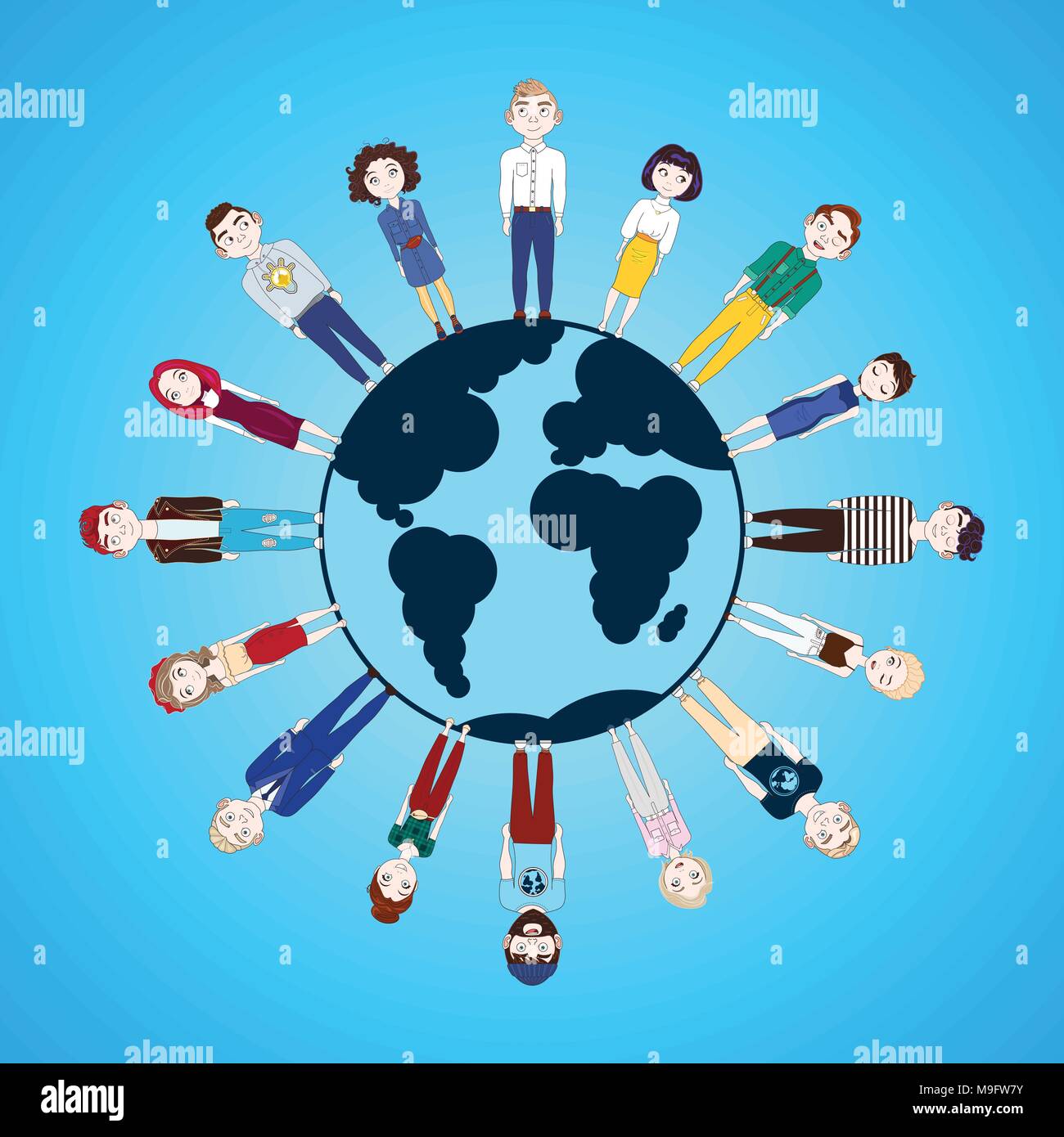 People standing around globe hi-res stock photography and images - Alamy