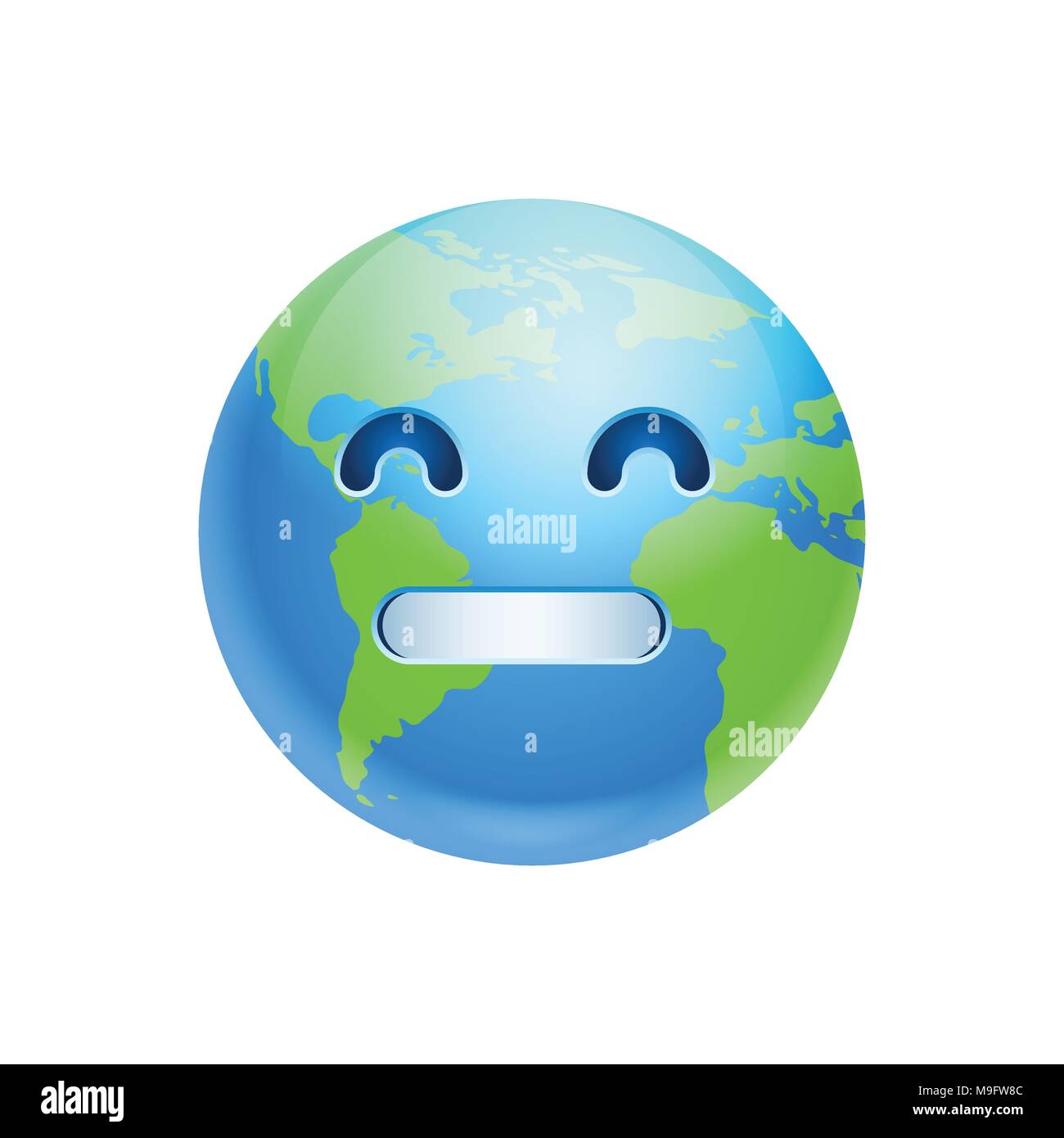Cartoon Earth Face Sad Emotion Icon Funny Planet Depressed Expression ...