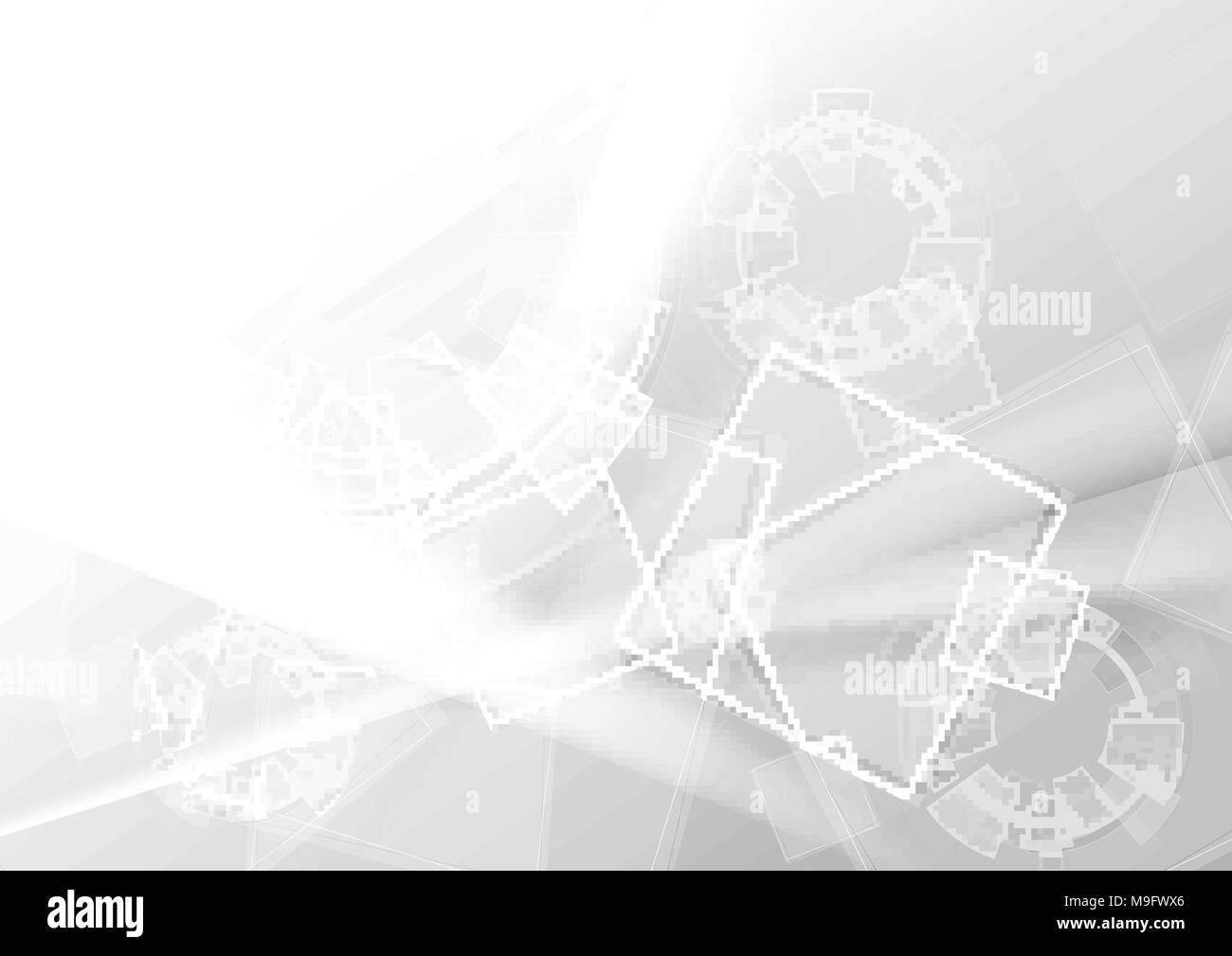 Grey geometric technology background with gear shape. Vector abstract ...