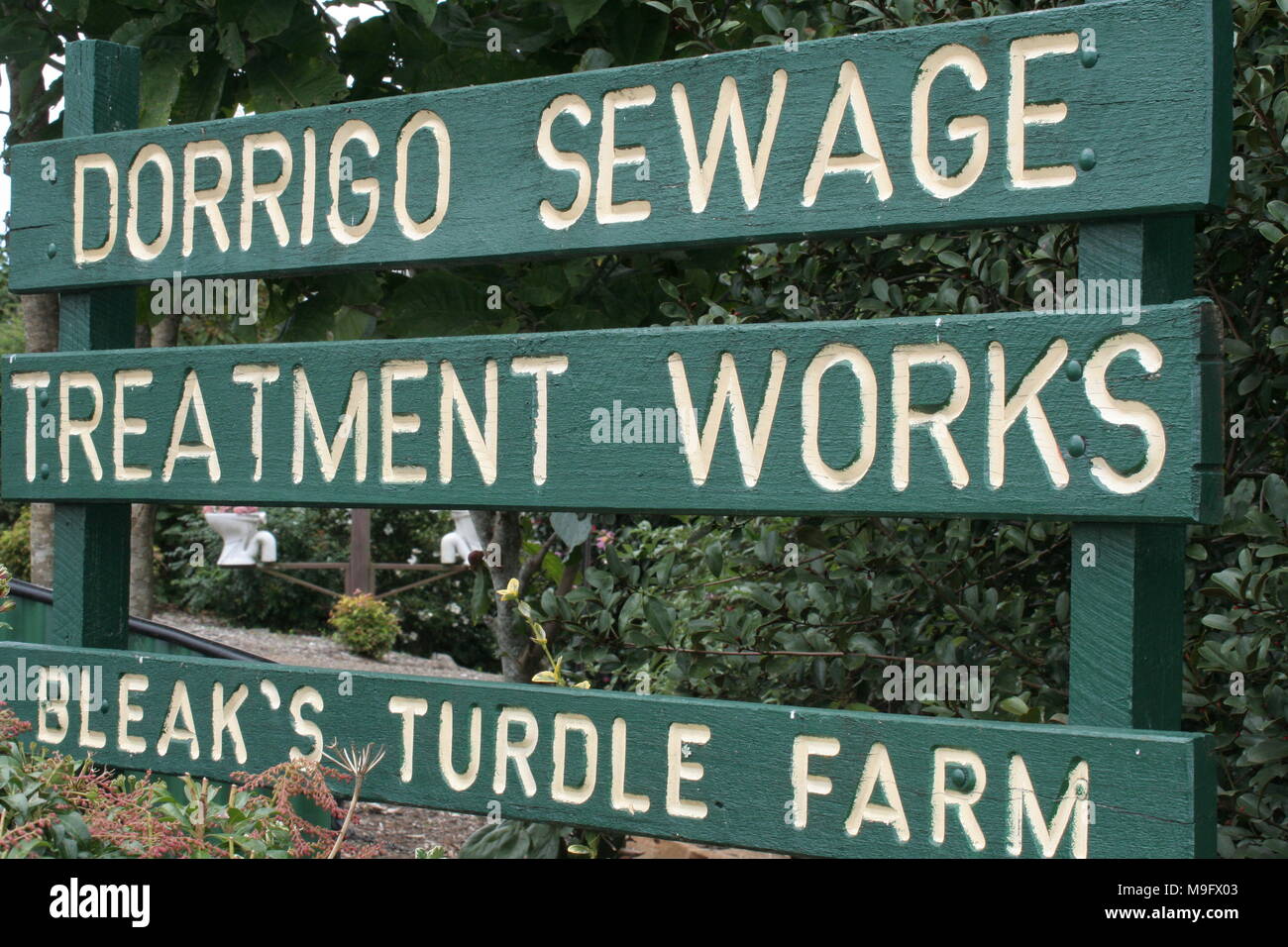 Sign for Dorrigo Sewage Treatment Works, New South Wales, Australia ...