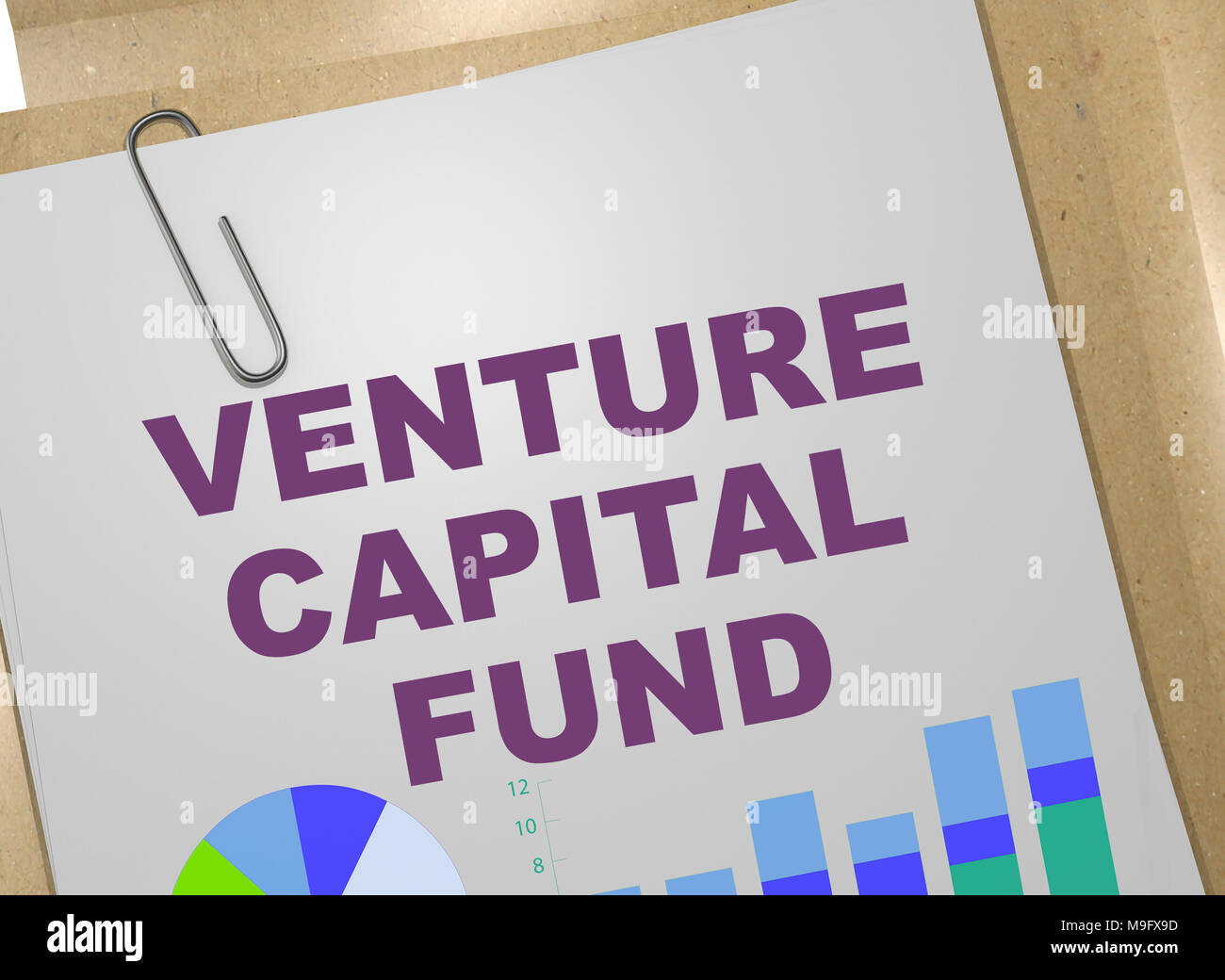 3D illustration of VENTURE CAPITAL FUND title on business document ...