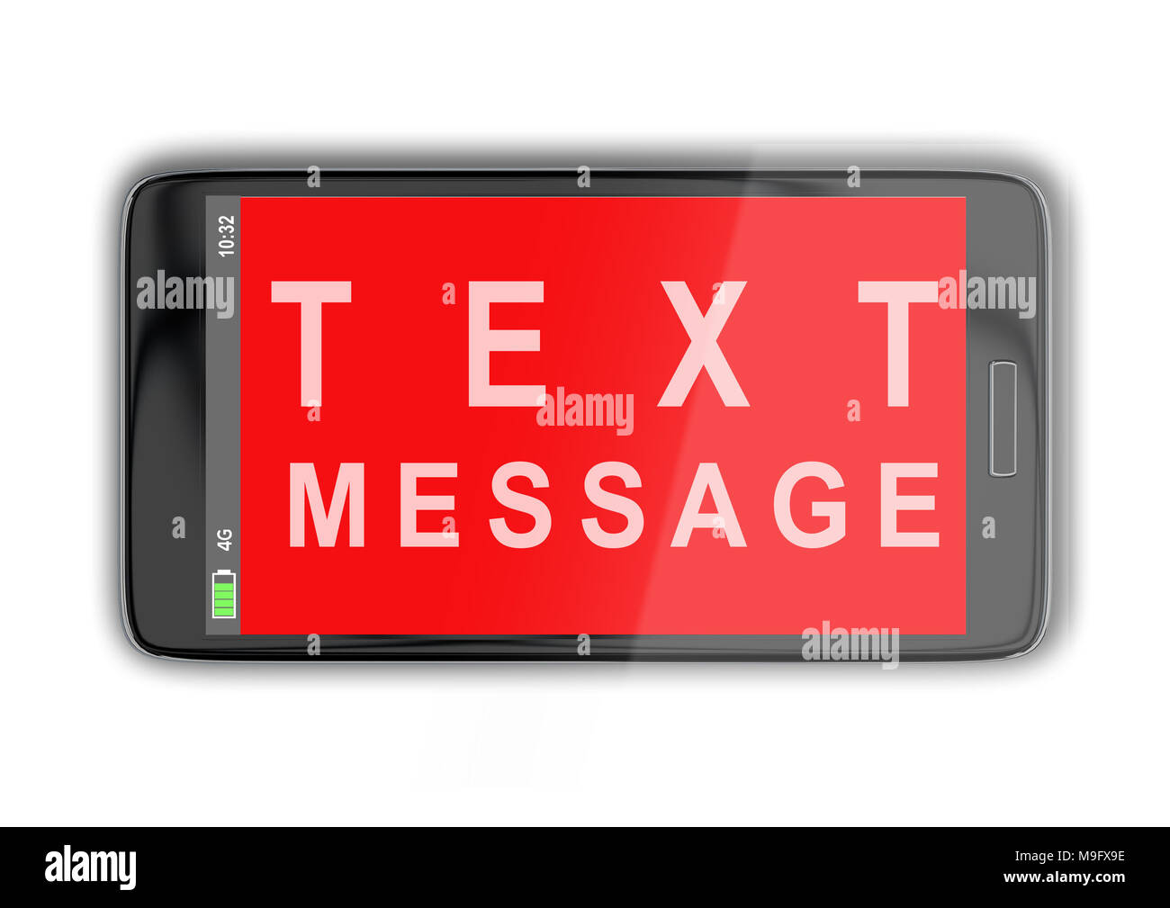 3D illustration of TEXT MESSAGE title on cellular screen, isolated on ...