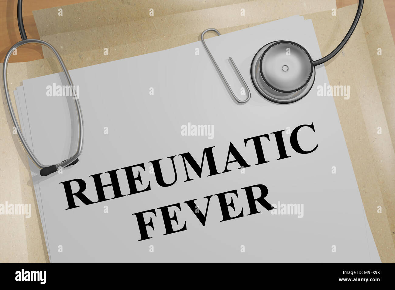 3D illustration of RHEUMATIC FEVER title on a medical document Stock ...