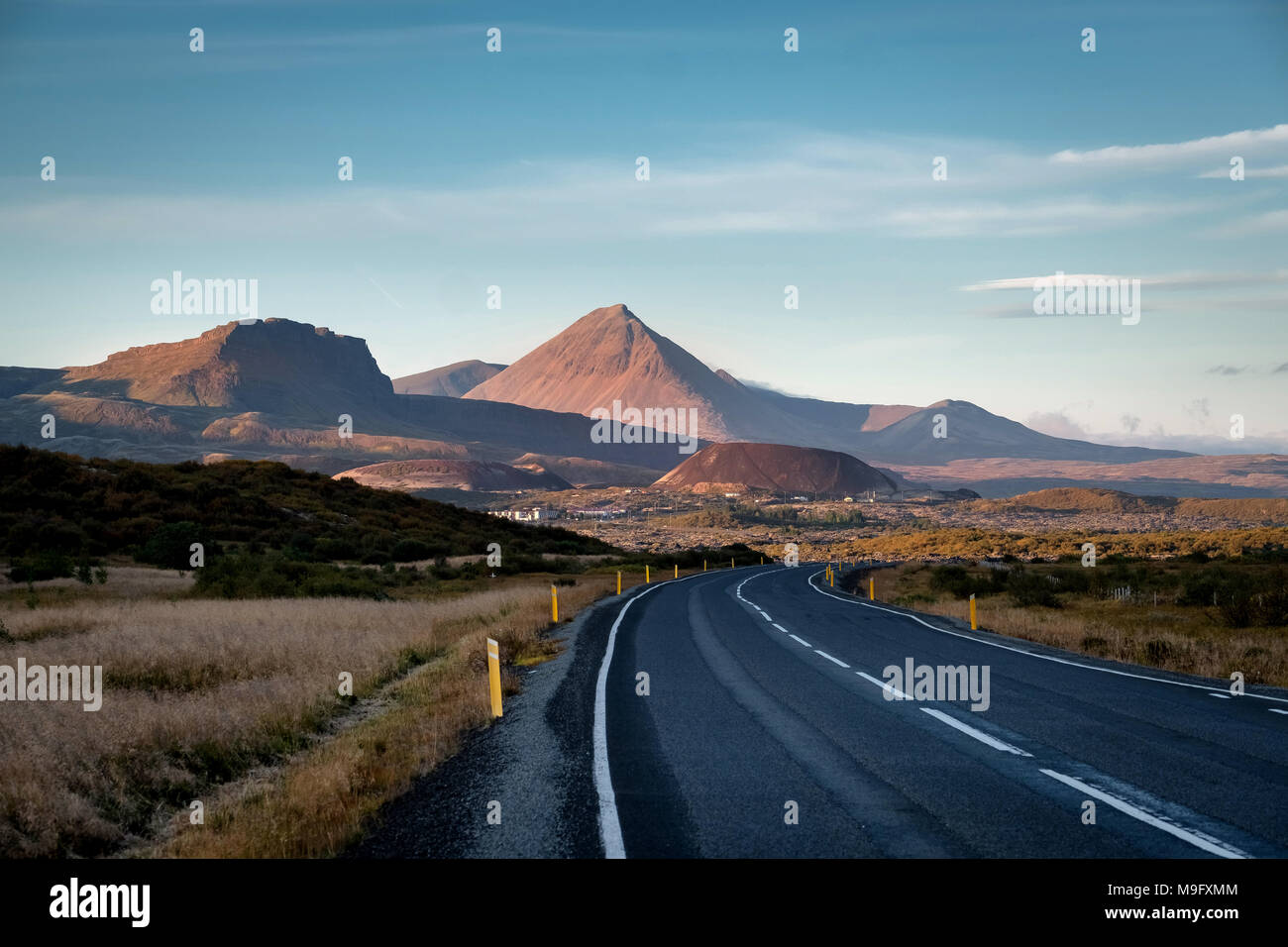 Scenic view of remote road on Iceland surrounded by dramatic landscape ...
