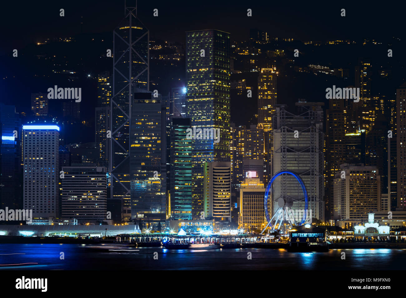 Hong Kong Victoria Harbor night view in earth hour Stock Photo - Alamy