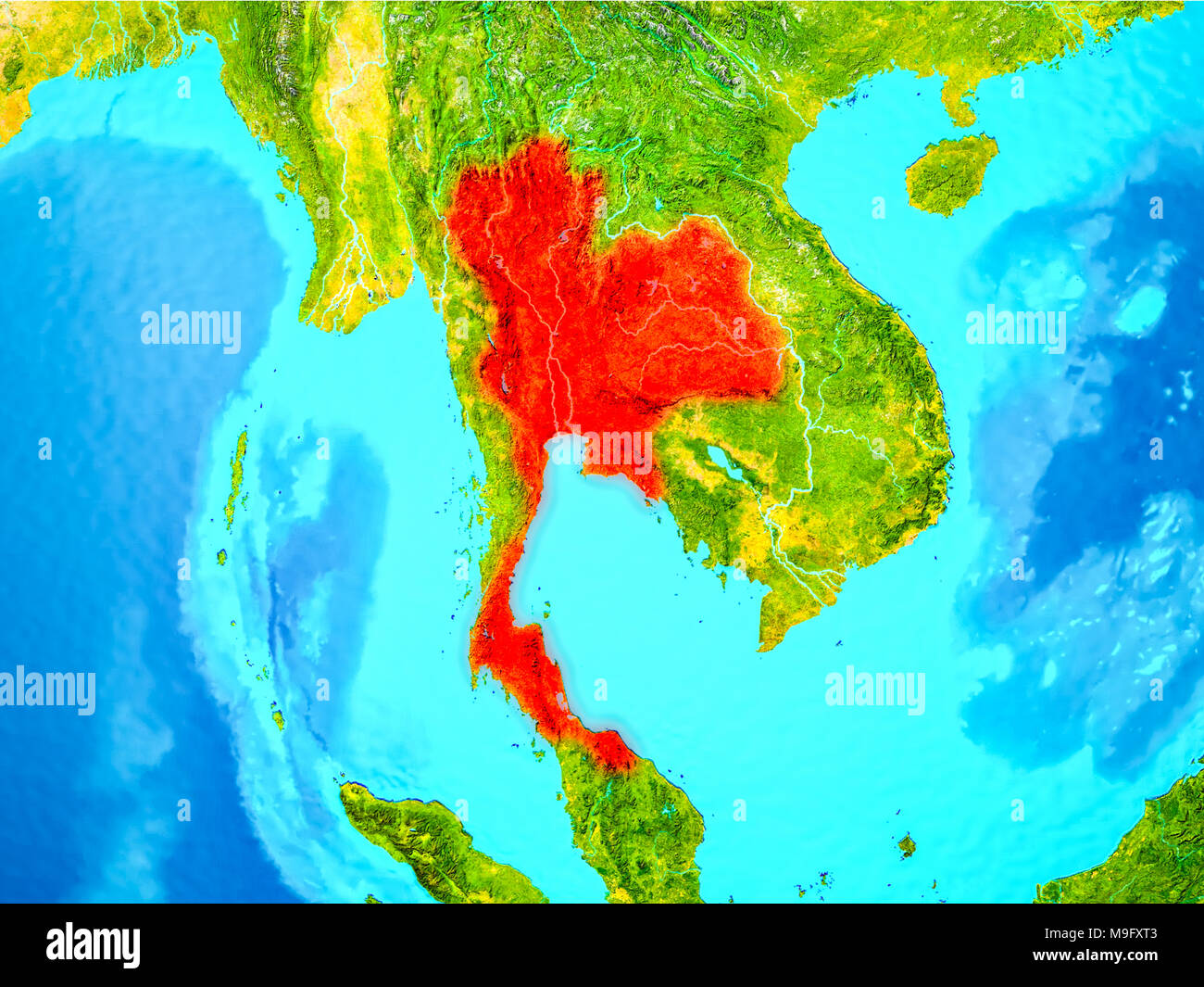 Map thailand highlighted in red hi-res stock photography and images - Alamy
