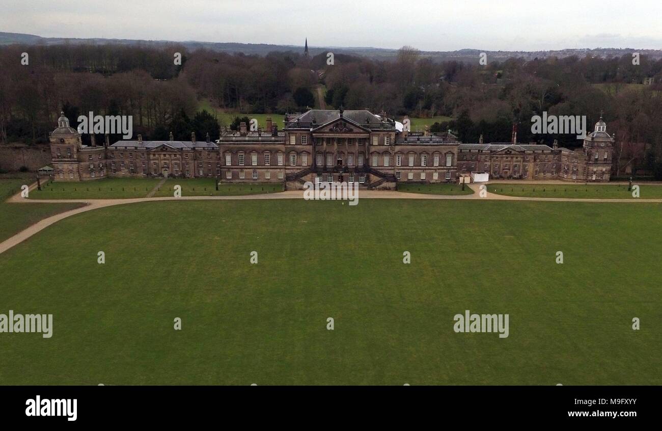 Exterior view of Wentworth Woodhouse in Rotherham, South Yorkshire, as ...