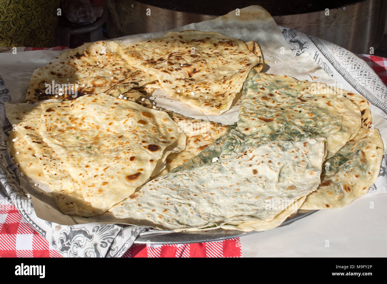 Home making of traditional turkish gozleme pancake Stock Photo - Alamy