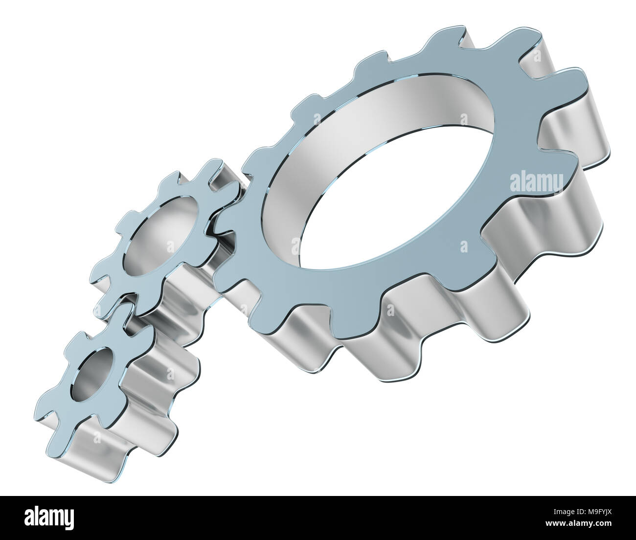 Three 3d gears made of metal and glass Stock Photo - Alamy