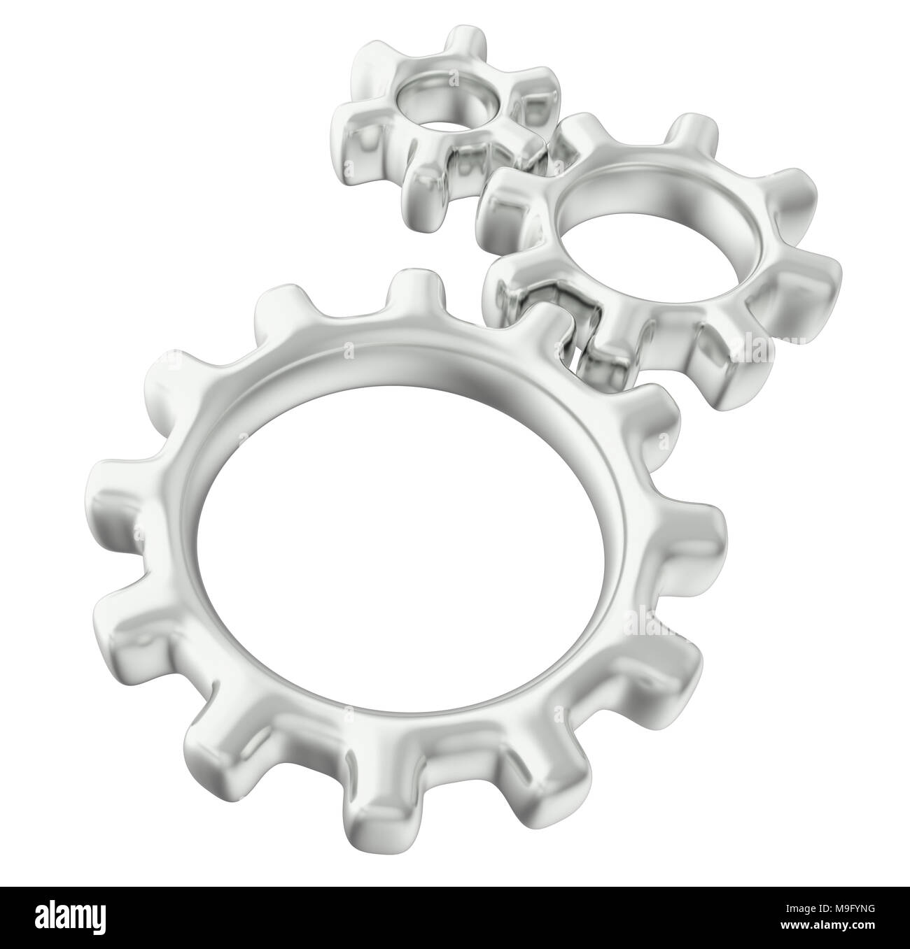 Three 3d gears made of metal and glass Stock Photo - Alamy