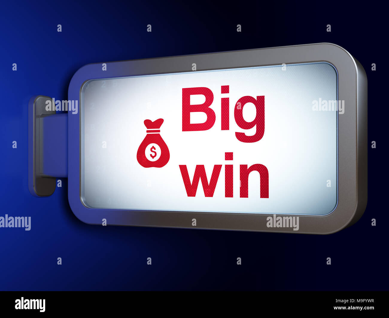Finance concept: Big Win and Money Bag on billboard background Stock ...
