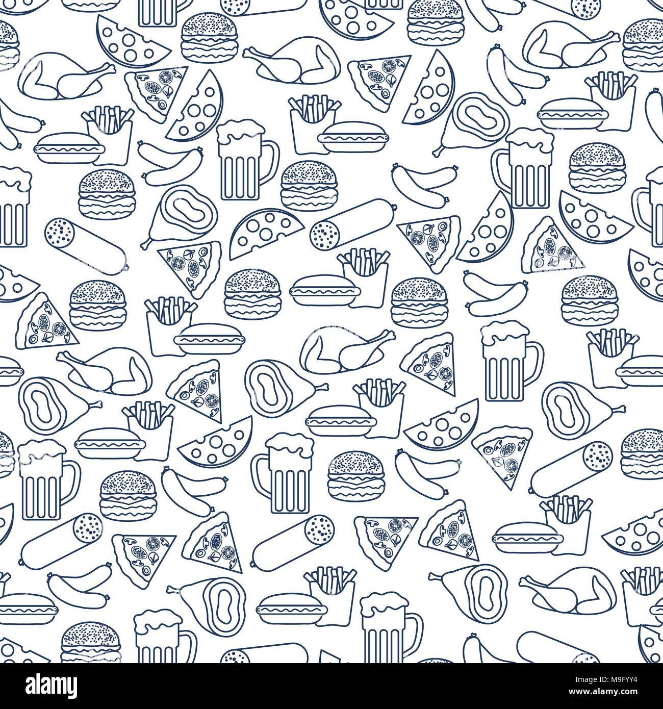 Seamless pattern with different foods. Design for banner and print ...